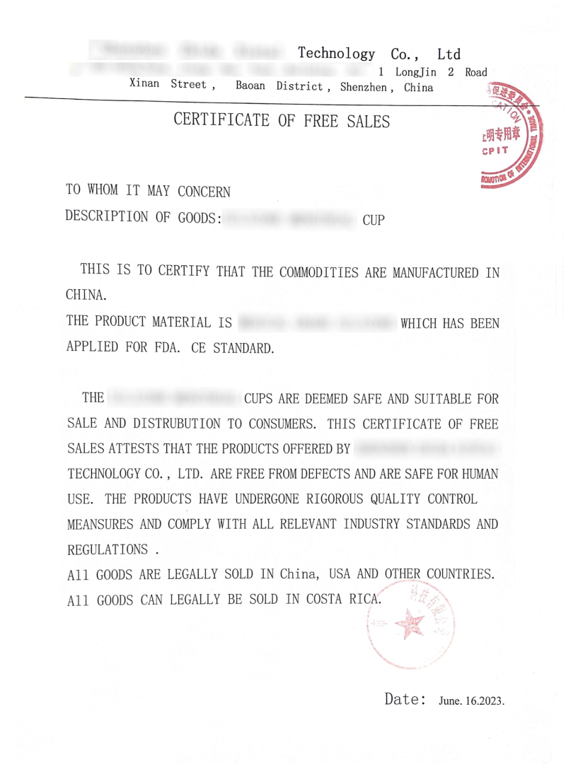 CCPIT Attestation and Apostille for Free Sales Certificate (FSC) in ...